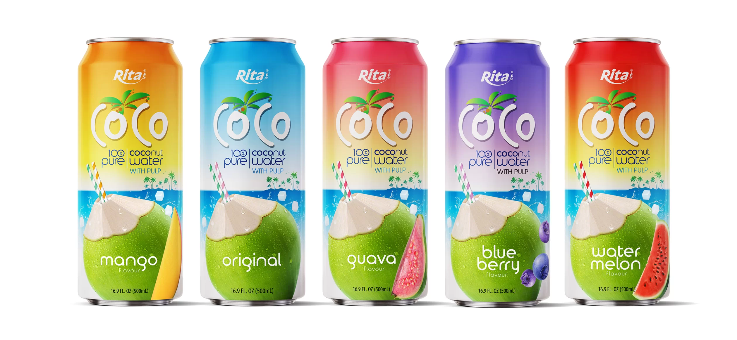 100% pure Coconut water with Pulp and mango - RITA Beverage