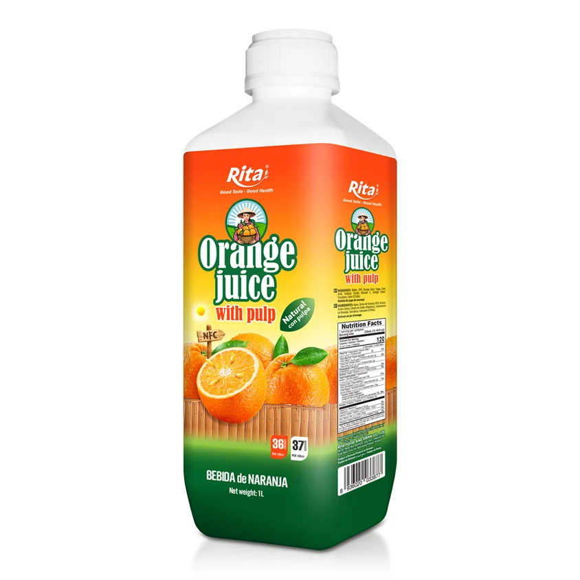 Natural And Pure 1L PP bottle Orange juice with Pulp Drink - RITA Beverage
