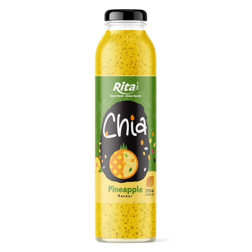 Supplier 10.6 fl oz Glass Bottle Chia Seeds Drink Pineapple Flavor ...