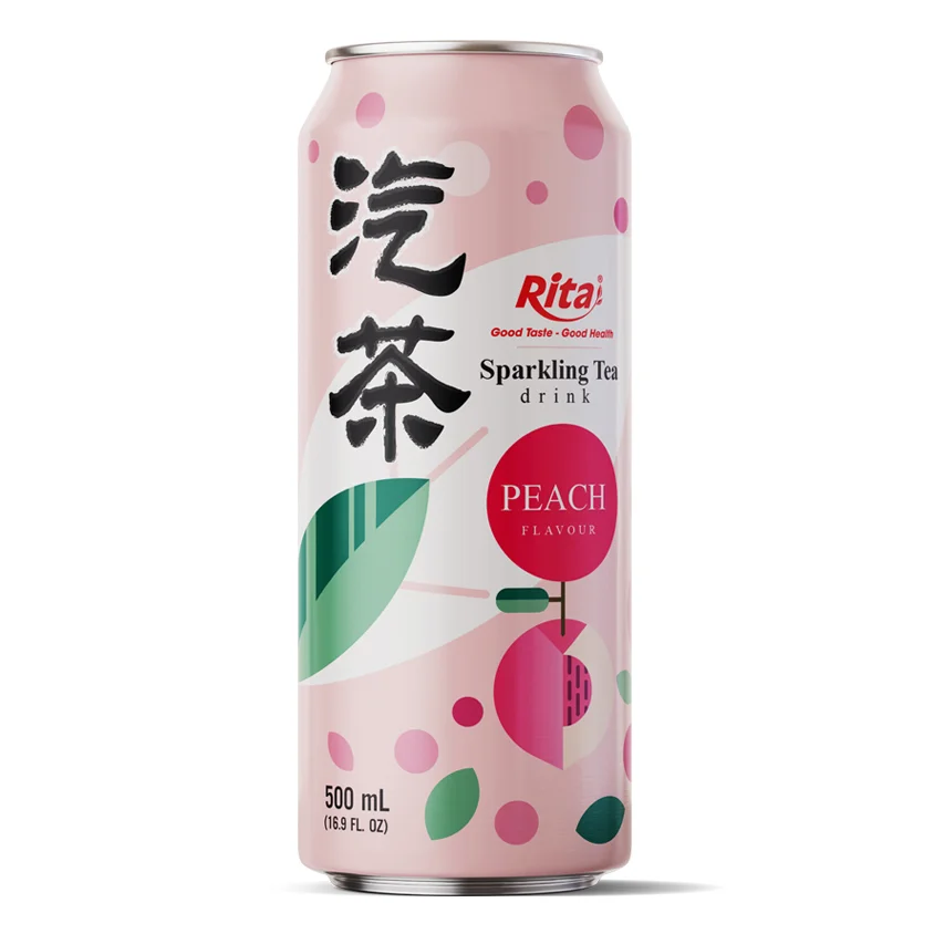 16.9 fl oz Can Sparkling Tea Drink mix Peach Flavor - RITA Beverage