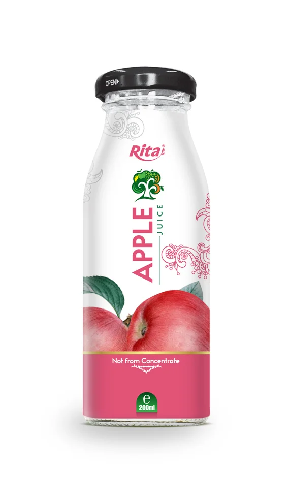 200ml Glass bottle Apple Juice white label - RITA Beverage