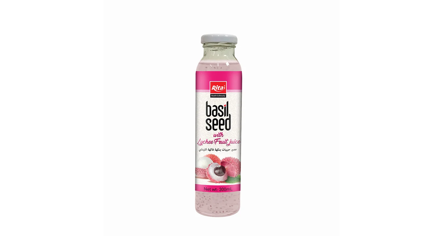 NFC good taste 300ml glass bottle basil seed lychee juice drink - RITA ...