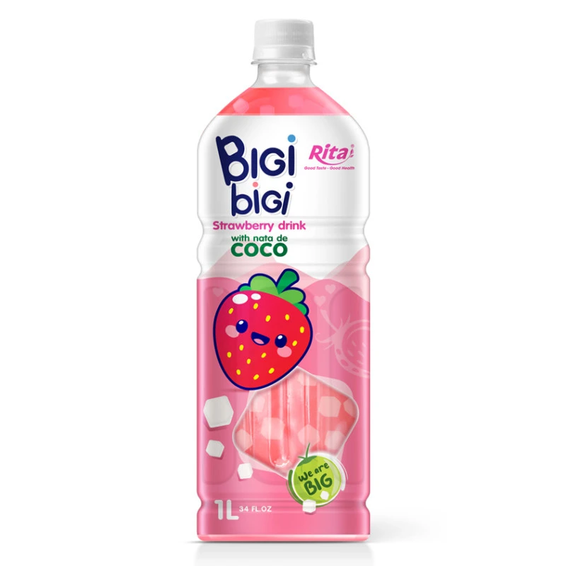 BiGi BiGi Strawberry Drink with Nata de Coco 1L PET Bottle - RITA Beverage