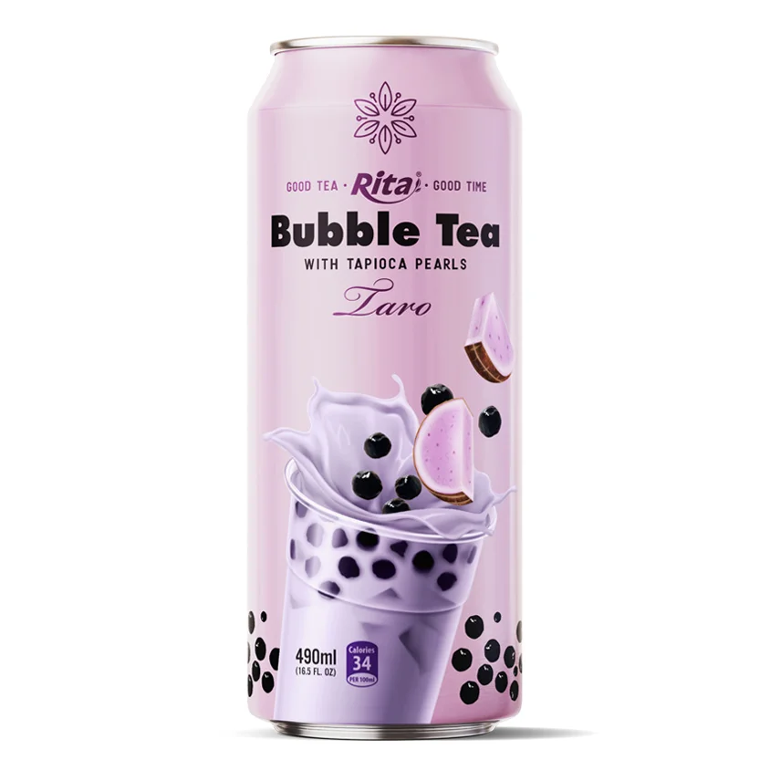 490ml Can Bubble Tea With Tapioca Pears Taro Flavor - RITA Beverage