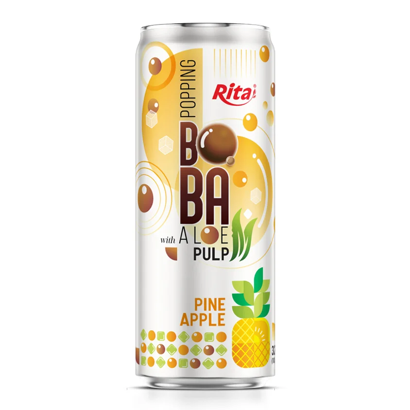 320ml Sleek Can Pineapple Flavored Bubble Tea - RITA Beverage