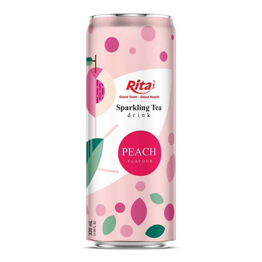 OEM Sparkling Tea Drink Peach Flavor 330ml Can - RITA Beverage