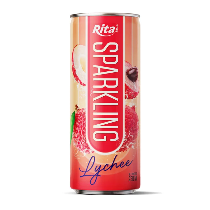 Sparkling drink fruit lychee 250ml cans - RITA Beverage