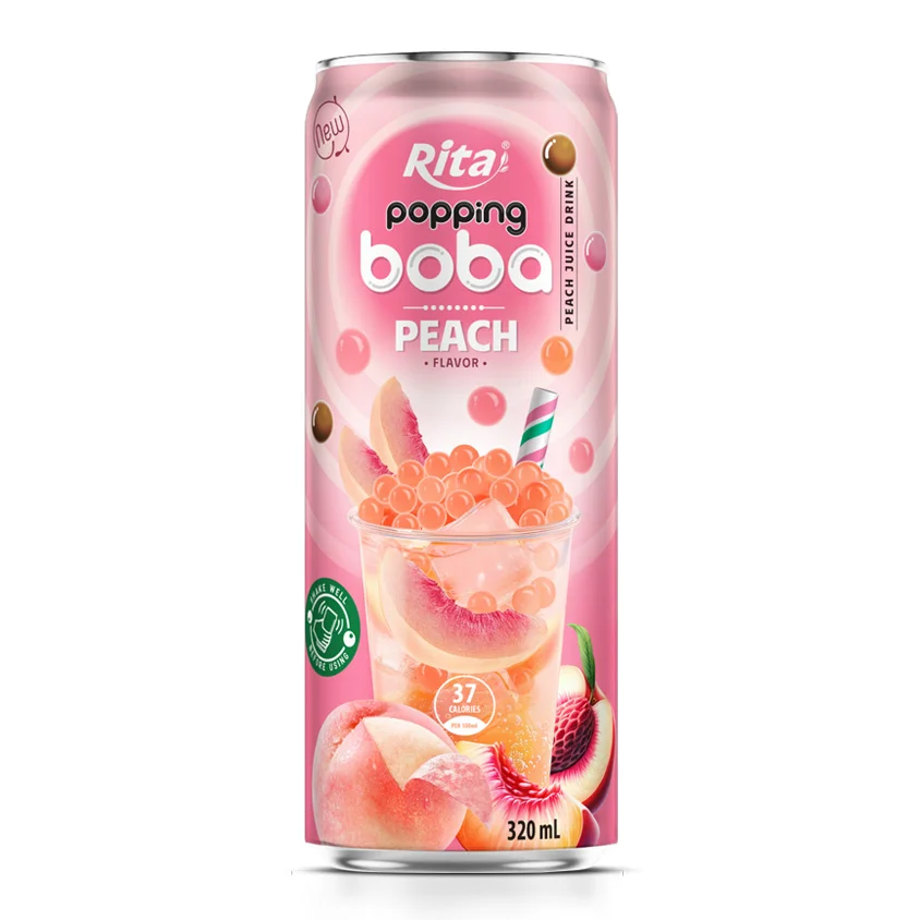 Best Popping Boba Peach Flavor 320ml Can - RITA Beverage