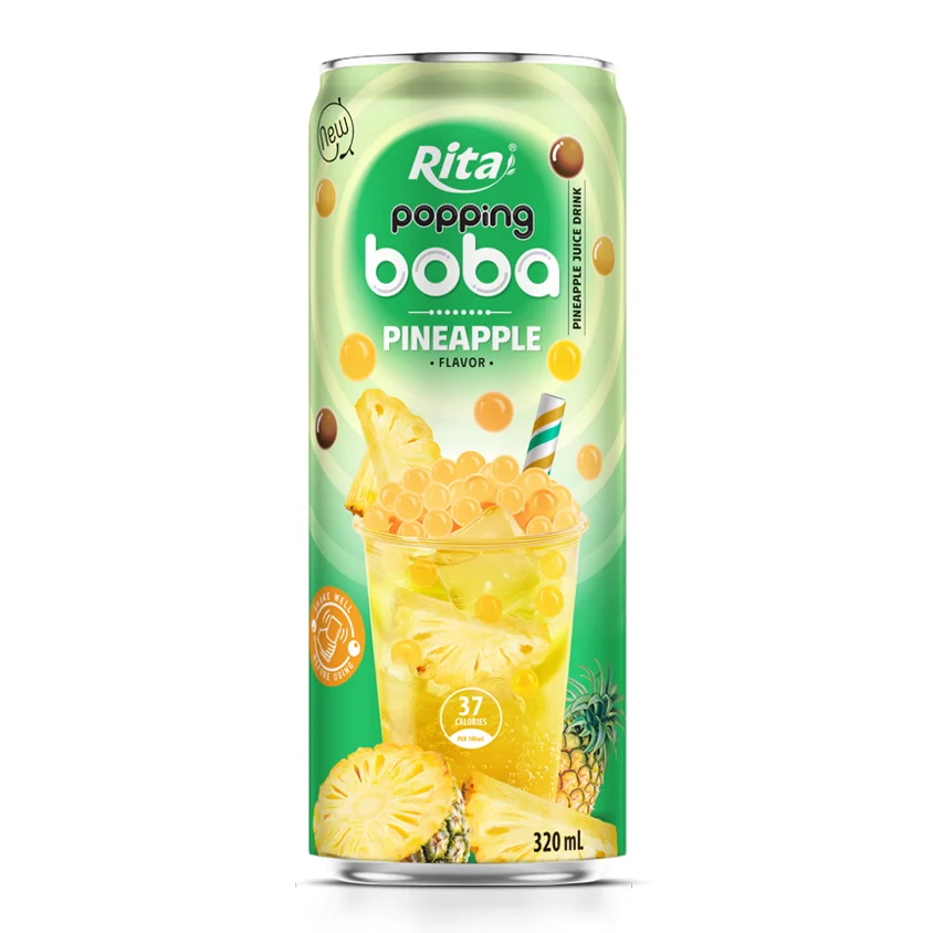 Hot Trending Popping Boba Tea Pineapple Flavor 320ml Slim Can - RITA ...