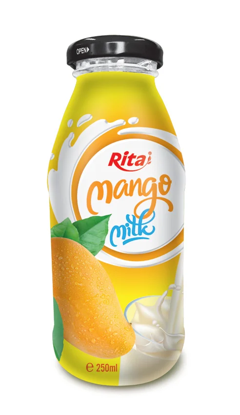 Glass Bottle Mango Milk 250ml RITA brand - RITA Beverage